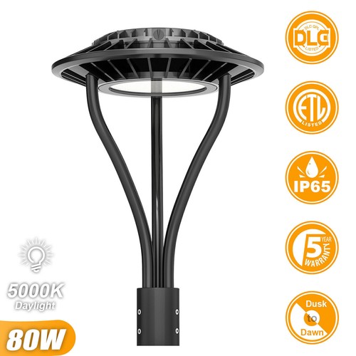 80W Led Post Top Light with Photocell Outdoor Circular Area Pole Light ...
