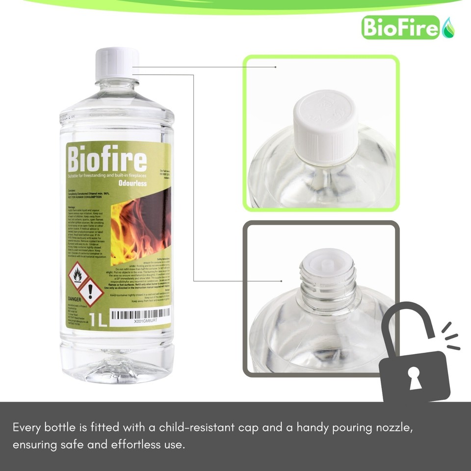 Fuel Ethanol Fire BIOFIRE Clean Burn Bio ethanol Premium Odourless 12 ...