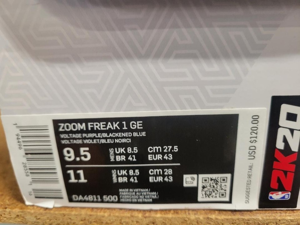 Nike NBA 2K20 x Zoom Freak 1 All Bros 4 Gamer Exclusive DA4811 500 Size ...