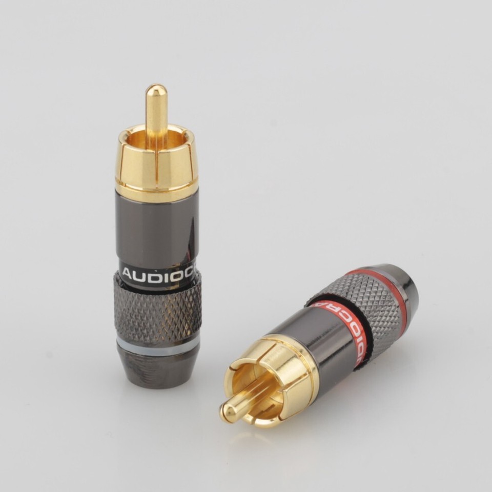 8Pcs Gold Plated 6mm RCA Plug Male Double Self-Locking Lotus Wire RCA ...