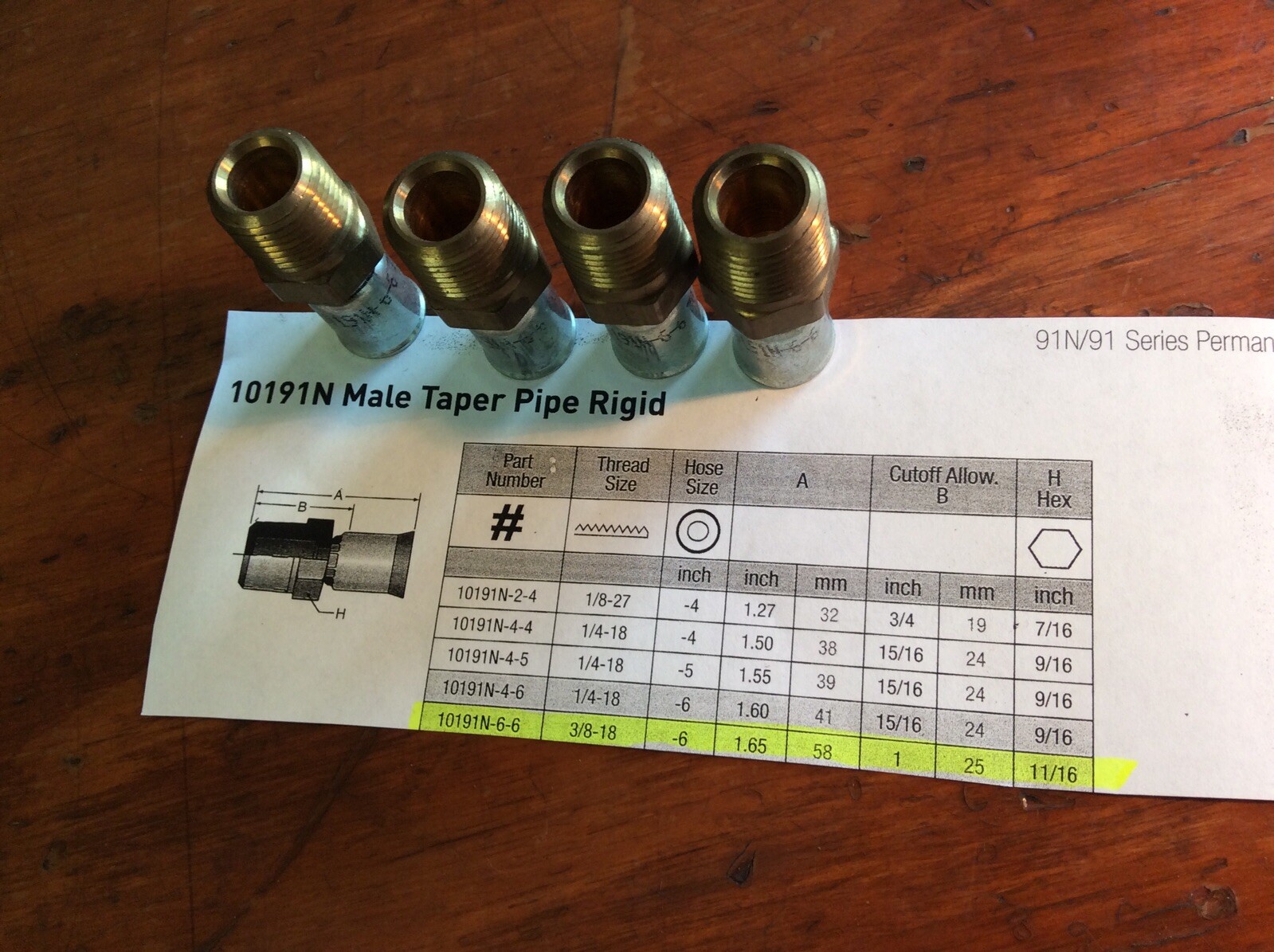 10191N-6-6 Parker 91 Series Hose End ( Lot of 4 ) | eBay