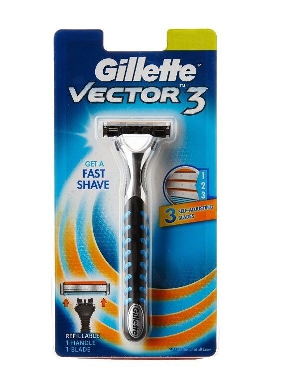Gillette Vector 3 Razor Handle with 1 Refill Cartridge fits Sensor ...