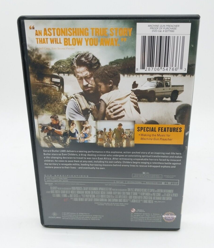 Machine Gun Preacher DVD 2011 Action Thriller Widescreen Gerard Butler ...