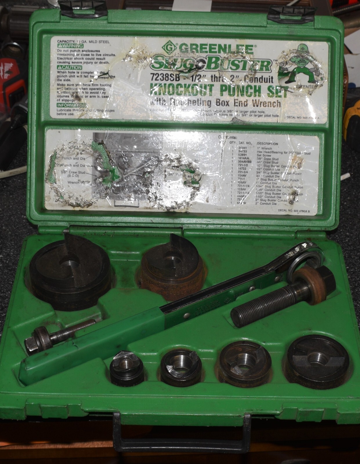 GREENLEE 7238SB SLUG BUSTER Knockout Punch Set Kit 1/2”- 2” Conduit ...