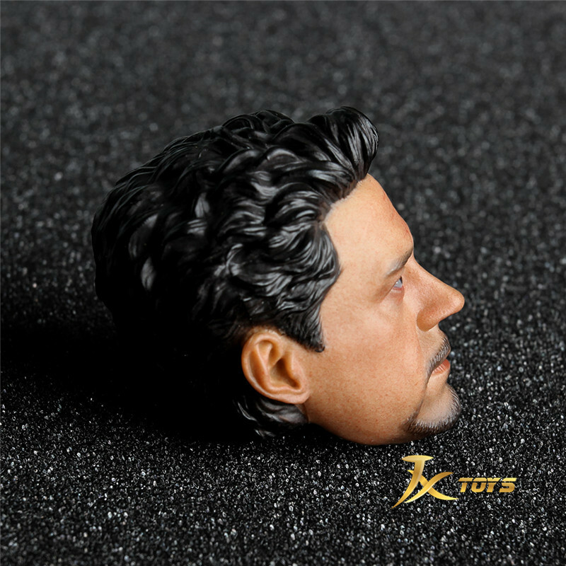 JXtoys 1/6 Man Tony Stark Head Sculpt Carving Model F 12" Male Figure ...