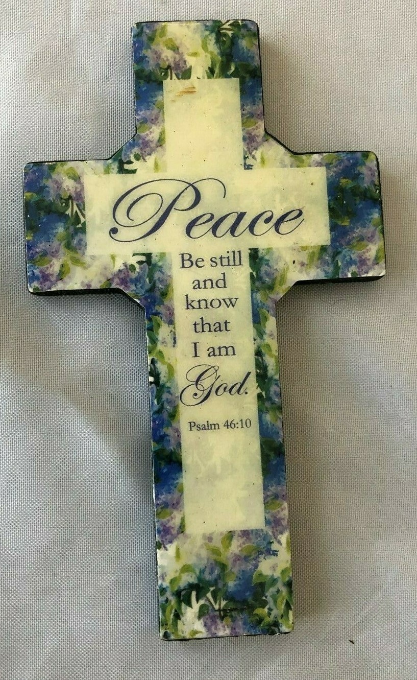 Blue Floral 3X5" Cross Peace Sign: Be Still.... | eBay