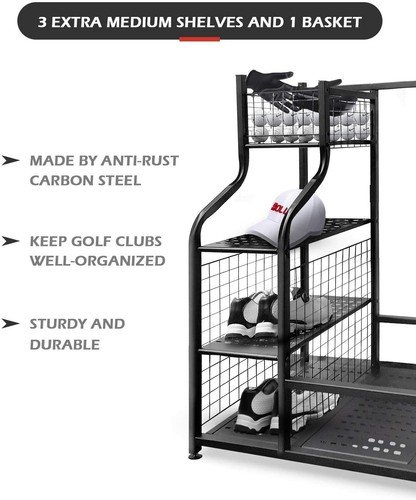 2 Bag Golf Organizer Metal Storage Rack Club Equipment Holder ...