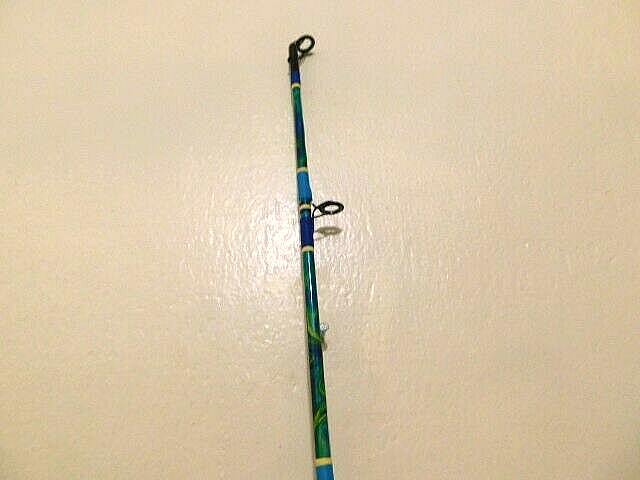 CUSTOM SPINNING ROD MAHI BLUE GREEN YELLOW MARBLE 20-40 LB FUJI GUIDES ...