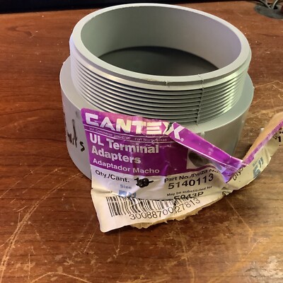 Cantex 5140113 5" PVC Terminal Adapter Gray Conduit to Box Threaded ...