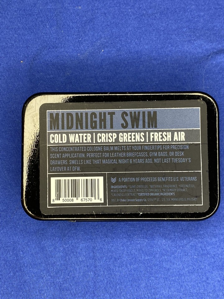 Duke Cannon Midnight Swim Solid Cologne Tin Container 1.5oz US Sandalwood Men's | eBay