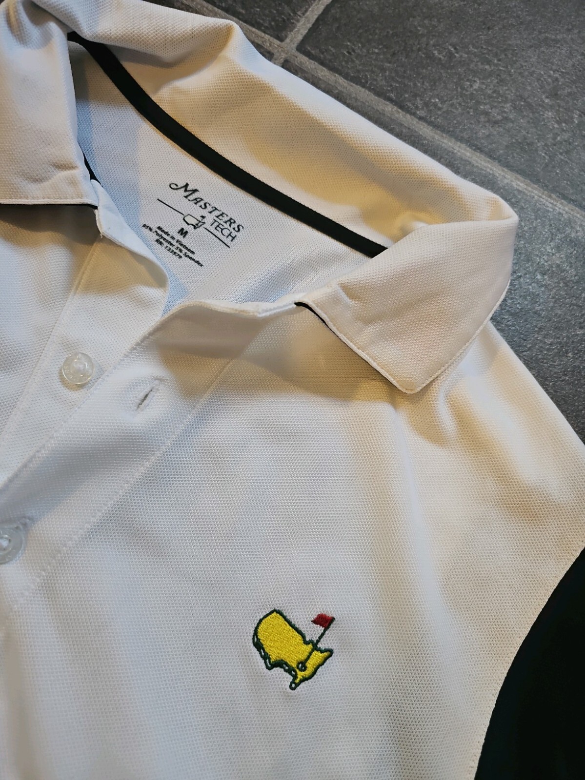 MASTERS TECH MEN'S MASTERS AUGUSTA WHITE BLACK GOLF POLO SHIRT SZ M | eBay
