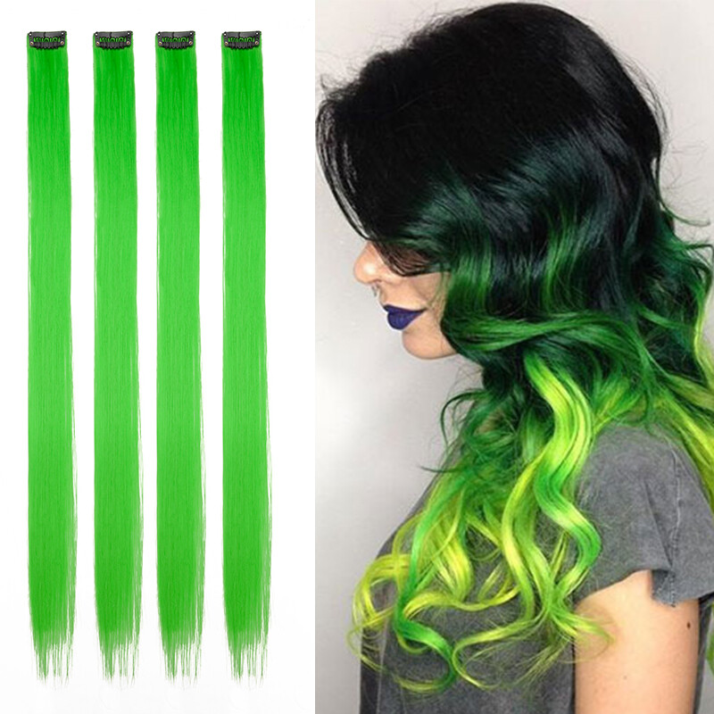 10 peices Highlight Clip In Colored Hair Extension Color Strip Straight ...