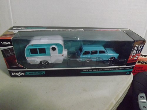 2018 Maisto Design Tow & Go 1967 VW 1600 Squareback & Traveler Trailer ...