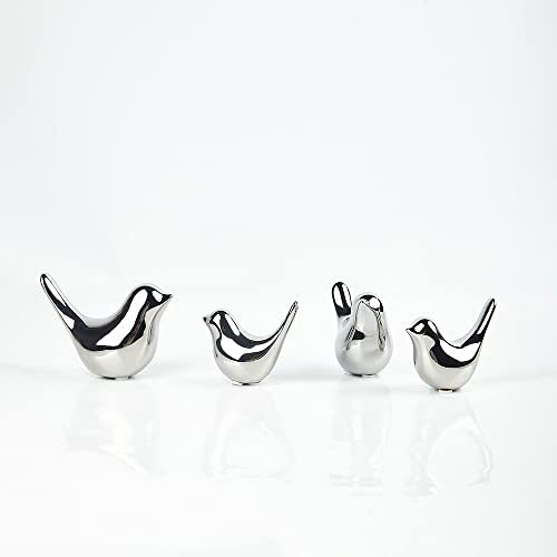 Small Animal Statues Home Decor Modern Style Birds Decorative 2S Silver ...