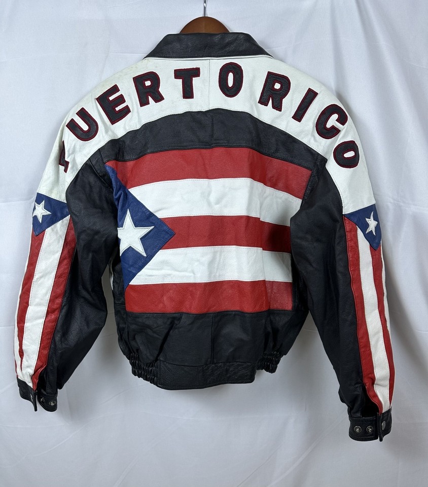 Vintage Puerto Rico Flag Puerto Rican Leather Jacket SMALL | eBay