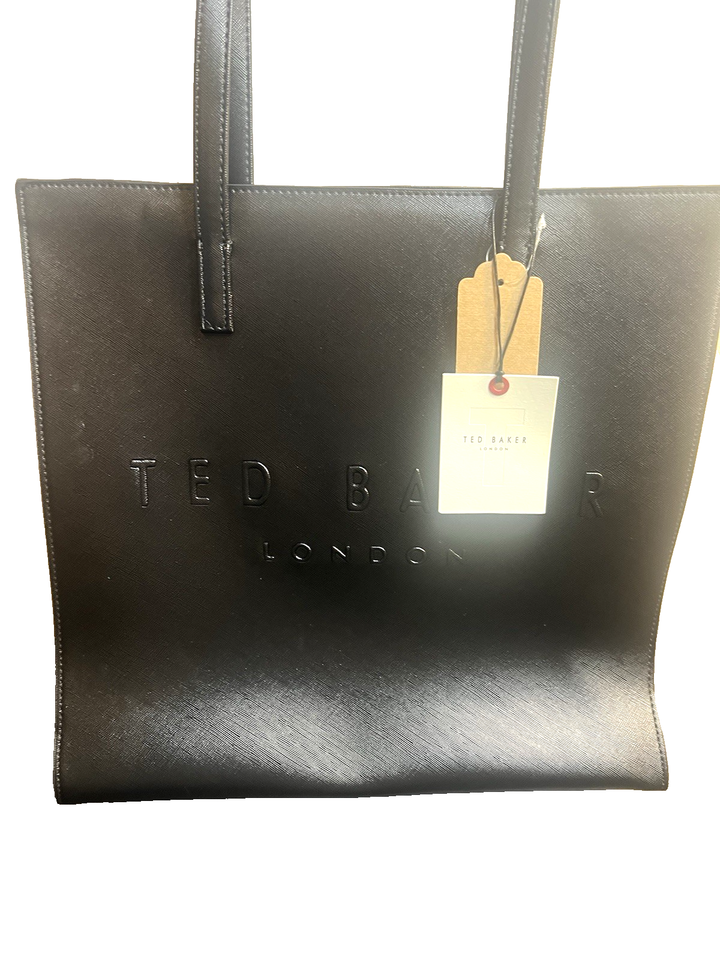 Ted Baker London NWT “The Icon” Embossed Logo Black Shoulder Bag/Tote ...