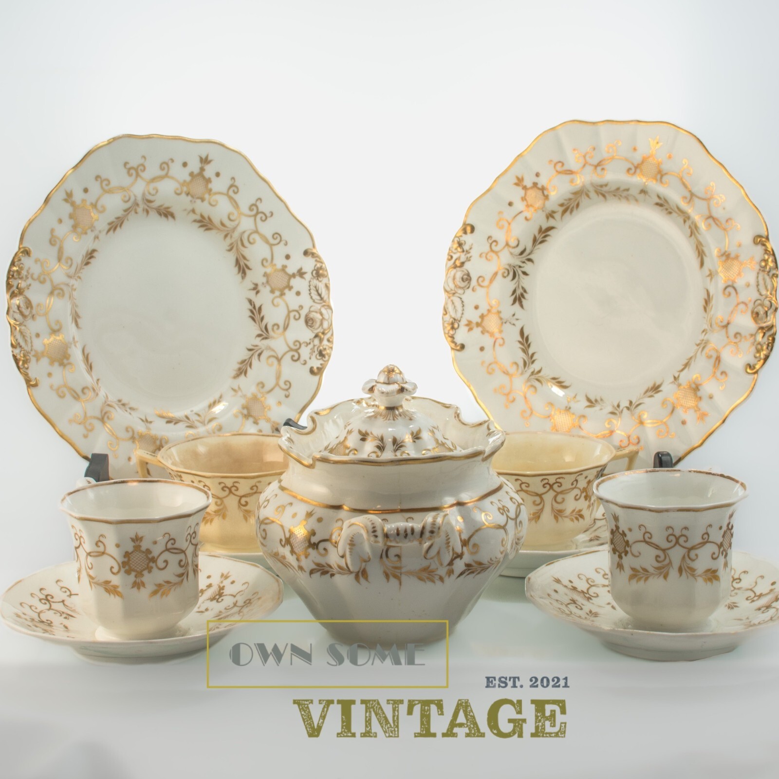 Antique Copeland and Garrett Late Spode Felspar Gold and White ...