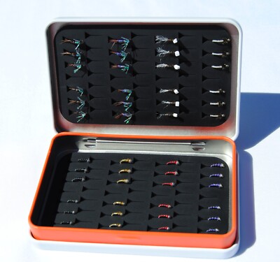 Midge Flies Assortment Loaded Fly Fishing Box Mini Tin 48 Flies- Choose ...