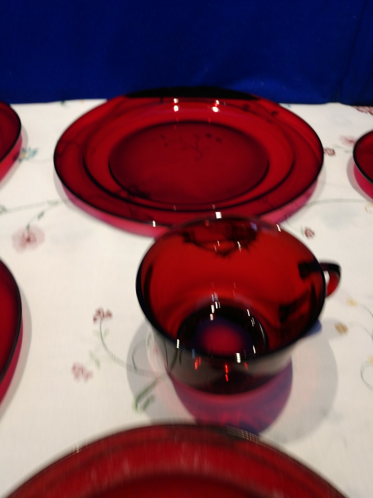 12 Piece Ruby Red Dishes From Glcoloc, France | eBay