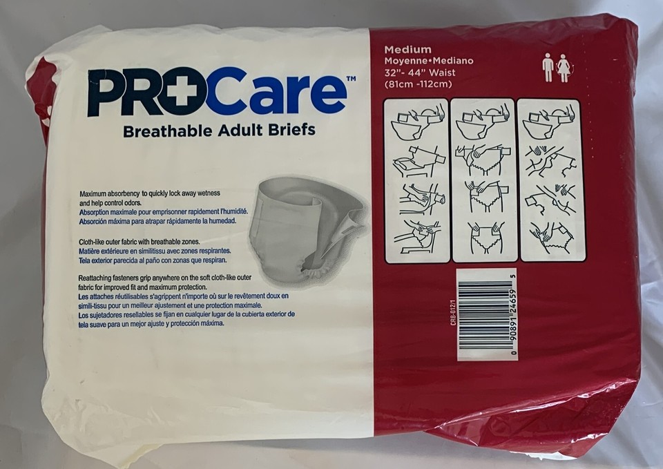 ProCare, Breathable ADULT BRIEFS, Medium, 32" - 44" Waist, Max ...