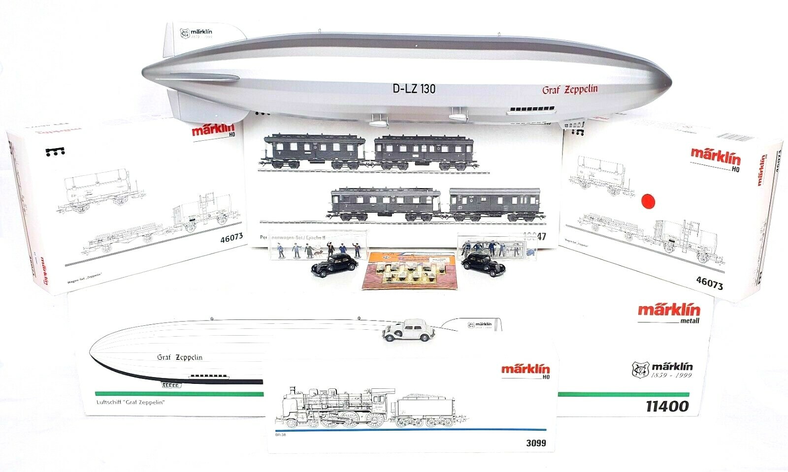 Marklin HO AC German DR WWI GRAF ZEPPELIN & BR-38 LOCOMOTIVE & WAGON ...