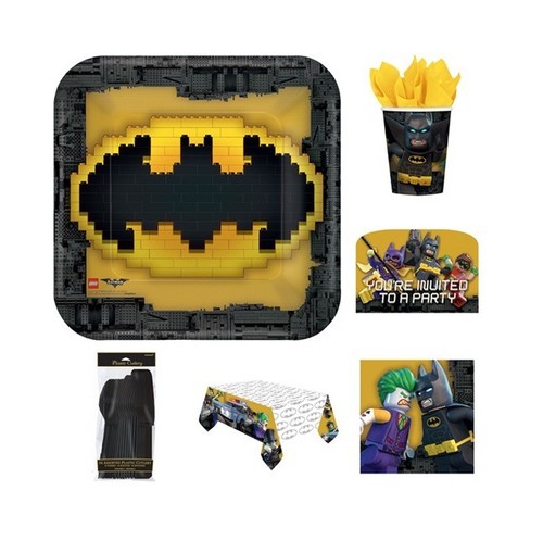 Lego Batman Party Kit Plates Cups Napkins Tablecover Invites ...