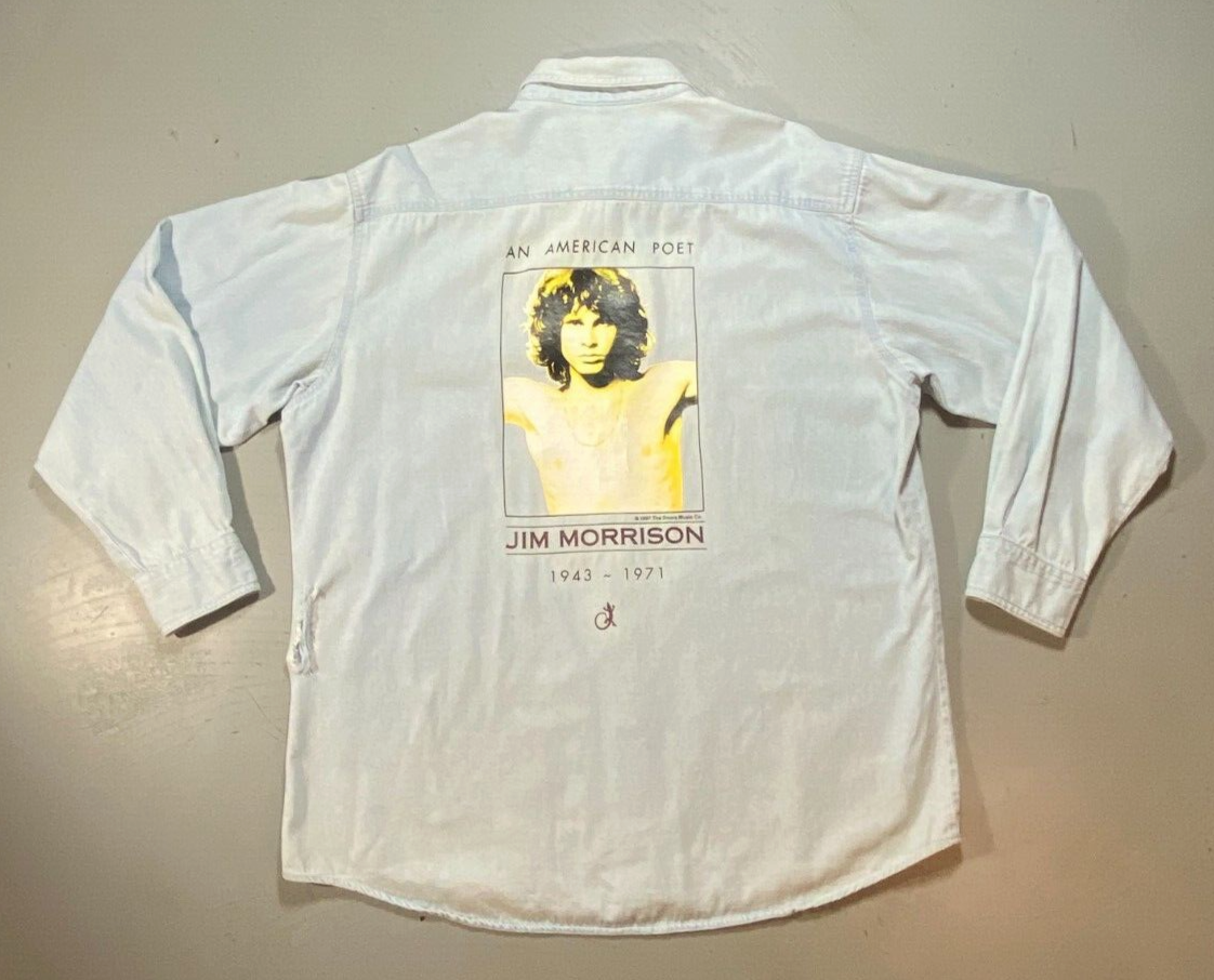 Vtg Jim Morrison / the Doors 90's band Denim Look Shirt XL Long Sleeve ...