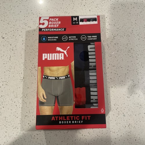 Puma Men's performance Microfiber Boxer Brief 5-pack Multicolor M(32-34 ...