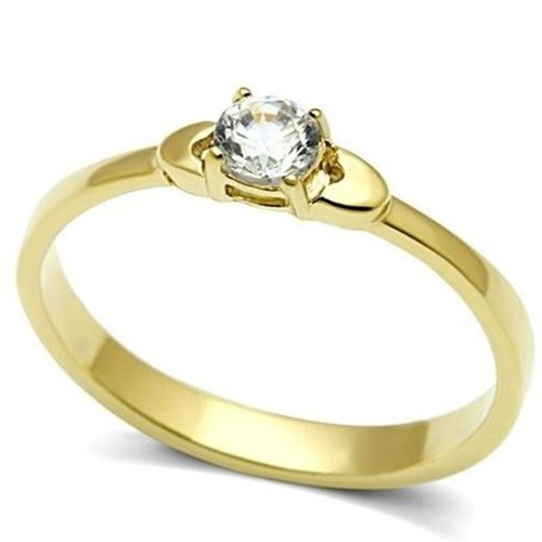 Classic Austrian Zircon Solitaire Promise Ring 14k Yellow Gold over ...