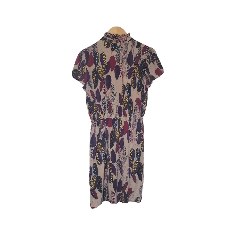 Postella Anthropologie Sz S Silk Cowboy Midi Leaf Print Dress | eBay