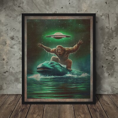 Vintage LOCH NESS BIGFOOT UFO Wall Art, Nessie Sasquatch Cryptid ...