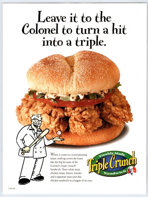 2000 KENTUCKY FRIED CHICKEN KFC TRIPLE CRUNCH SANDWICH 8X10.75 Magazine ...