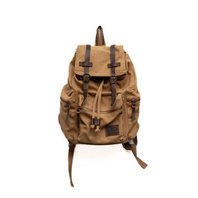 Augur Jans Canvas Leather Backpack Beige Brown Hiking Rucksack ...