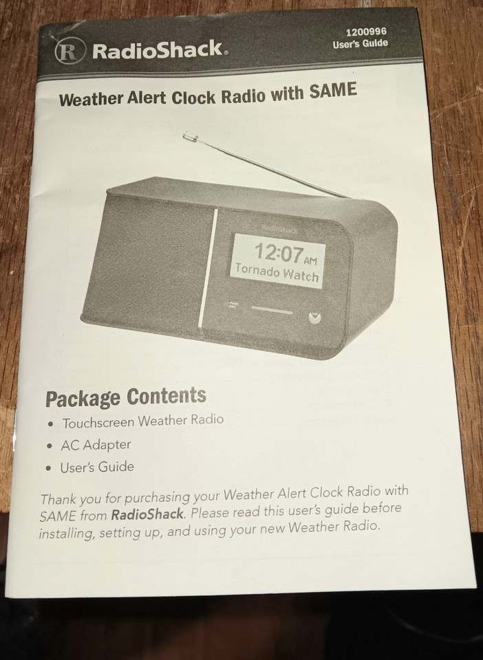 RadioShack 1200996 12-996 AM/FM Weather Alert Radio Clock & Touch ...