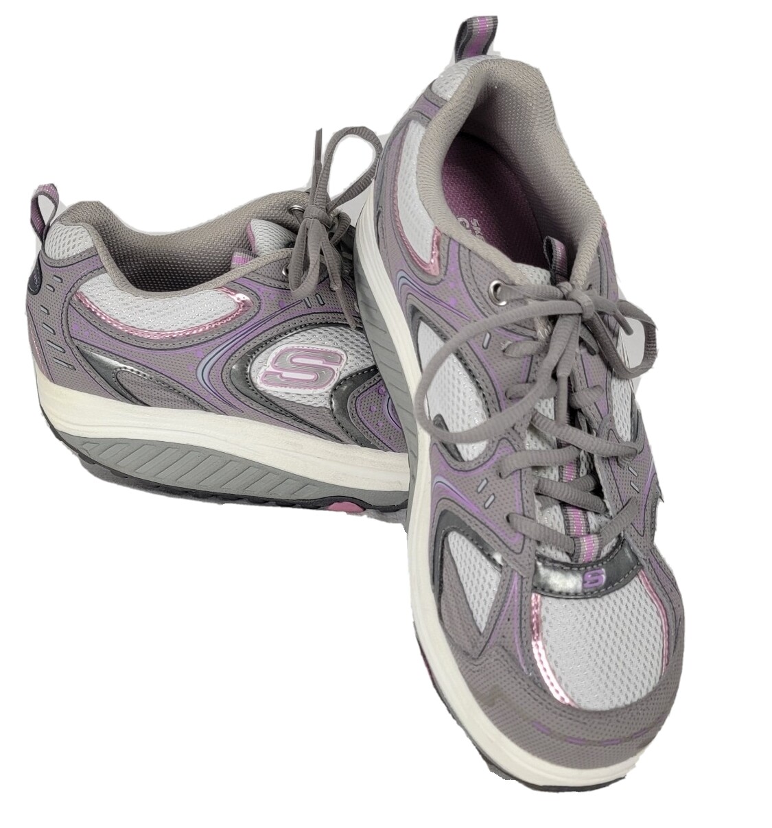 Skechers Shape Ups Gray Pink Walking Rocker Shaper Sh… - Gem