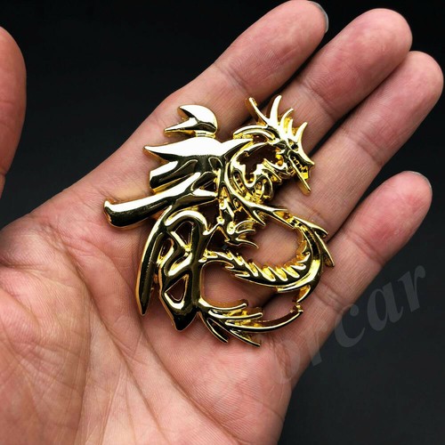3D Metal Golden Chinese Dragon Car Emblem Badge Character Stickers ...