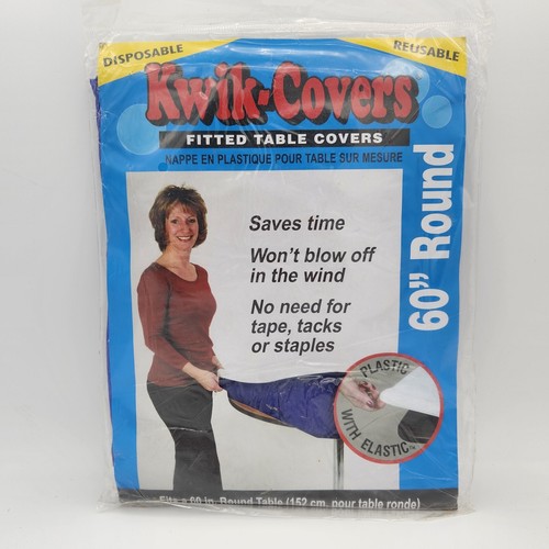 Kwik-Covers Blue Fitted Table Cover- 60inch Round Table | eBay