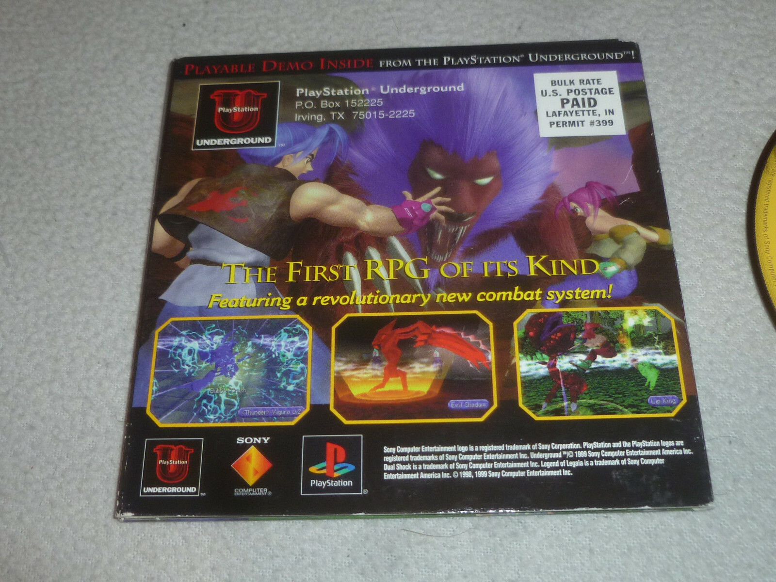 PLAYSTATION PS1 LEGEND OF LEGAIA DEMO VIDEO GAME DISC ROLE PLAY RPG ...