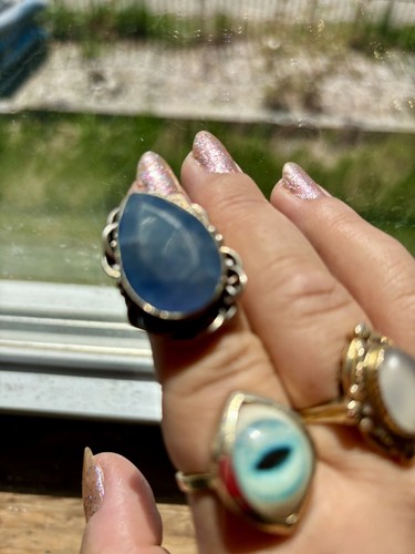 Magical Ring Psychic Lapis Lazuli Faceted Size 9 Italian Witch Heirloom ...