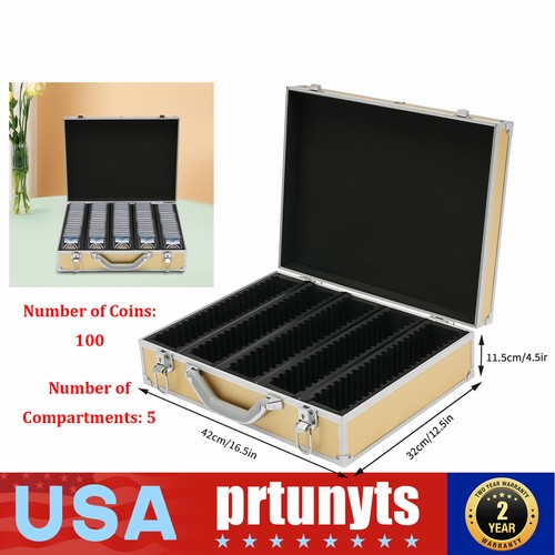 100x Coin Storage & Display Aluminum Frame Box Case for Coin Collectors ...