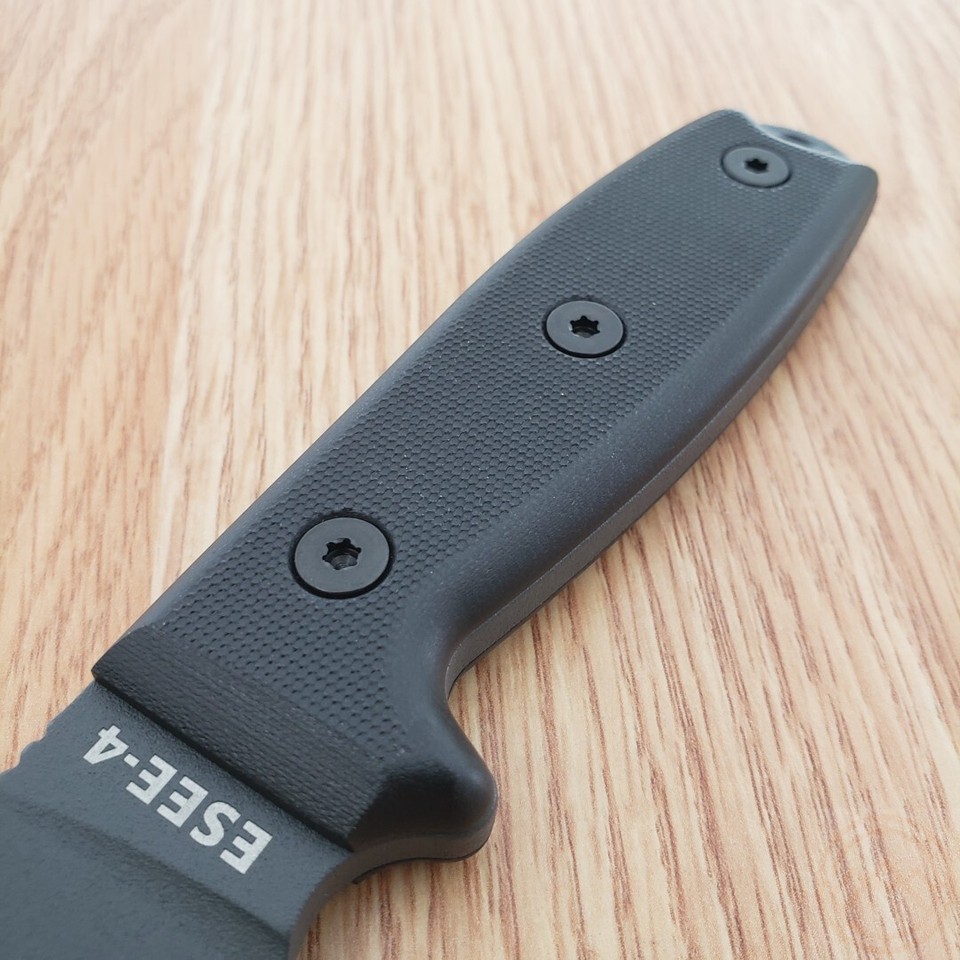 ESEE Model 4 Fixed Knife 4.5" 1095HC Steel Full Tang Blade Black ...