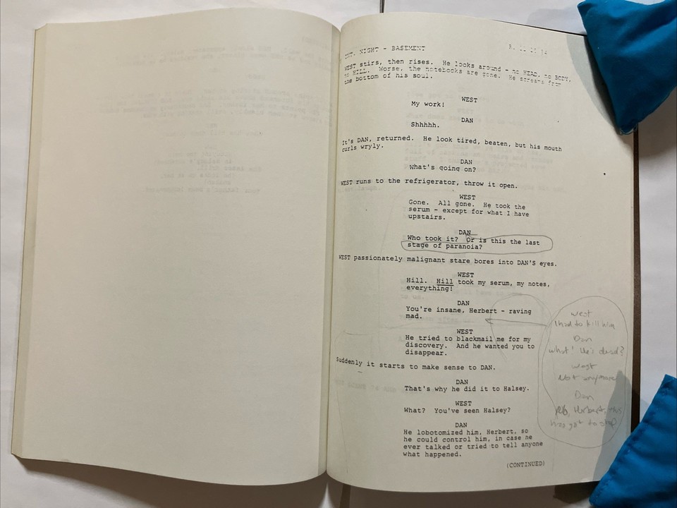 HP Lovecraft Re-Animator Original Draft Script 1984 Revised Screen Play ...