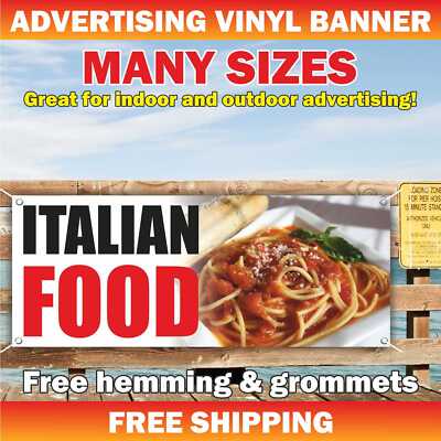 ITALIAN FOOD Advertising Banner Vinyl Mesh Sign Buffet restaurant food ...