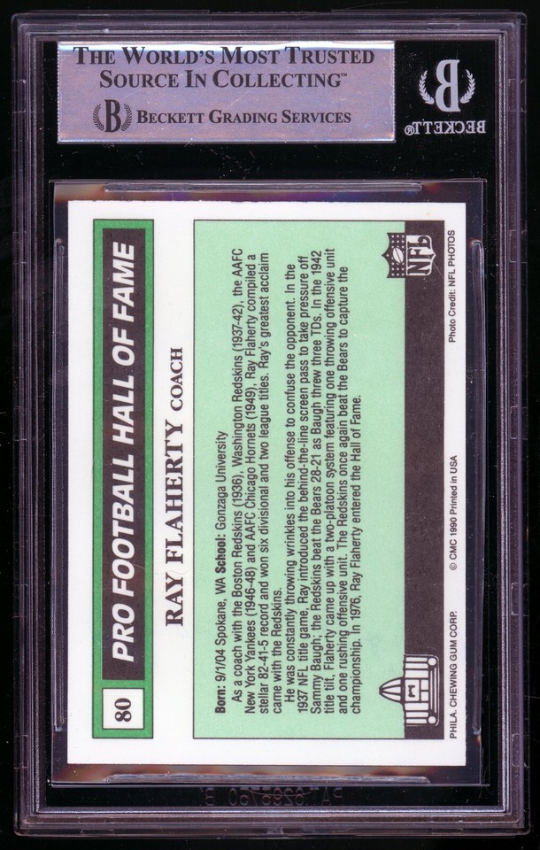 RAY FLAHERTY 1990 CMC Swell Greats #80 HOF BGS/BAS Certified Authentic ...