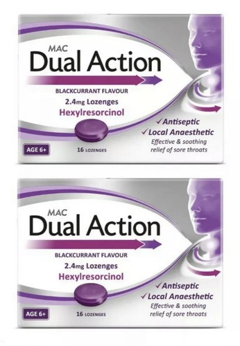 2 x MAC Dual Action Blackcureant Flavour 16 Lozengers - Fast and Free ...