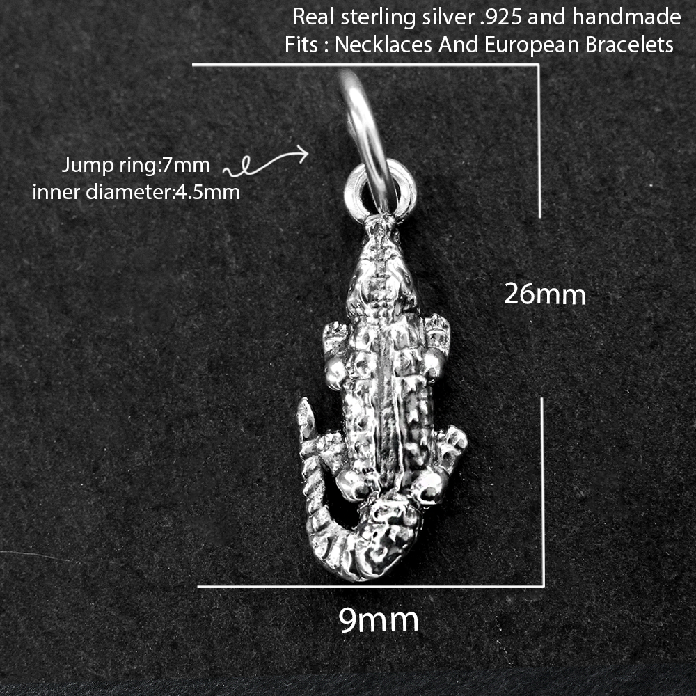 925 Sterling Silver 3D Alligator Florida Gator Crocodile Pendant Charm ...