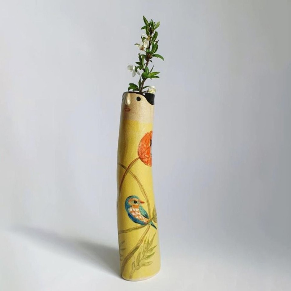Character Hand Painted Bohemian Style Vases Spring Bud Vases Living ...