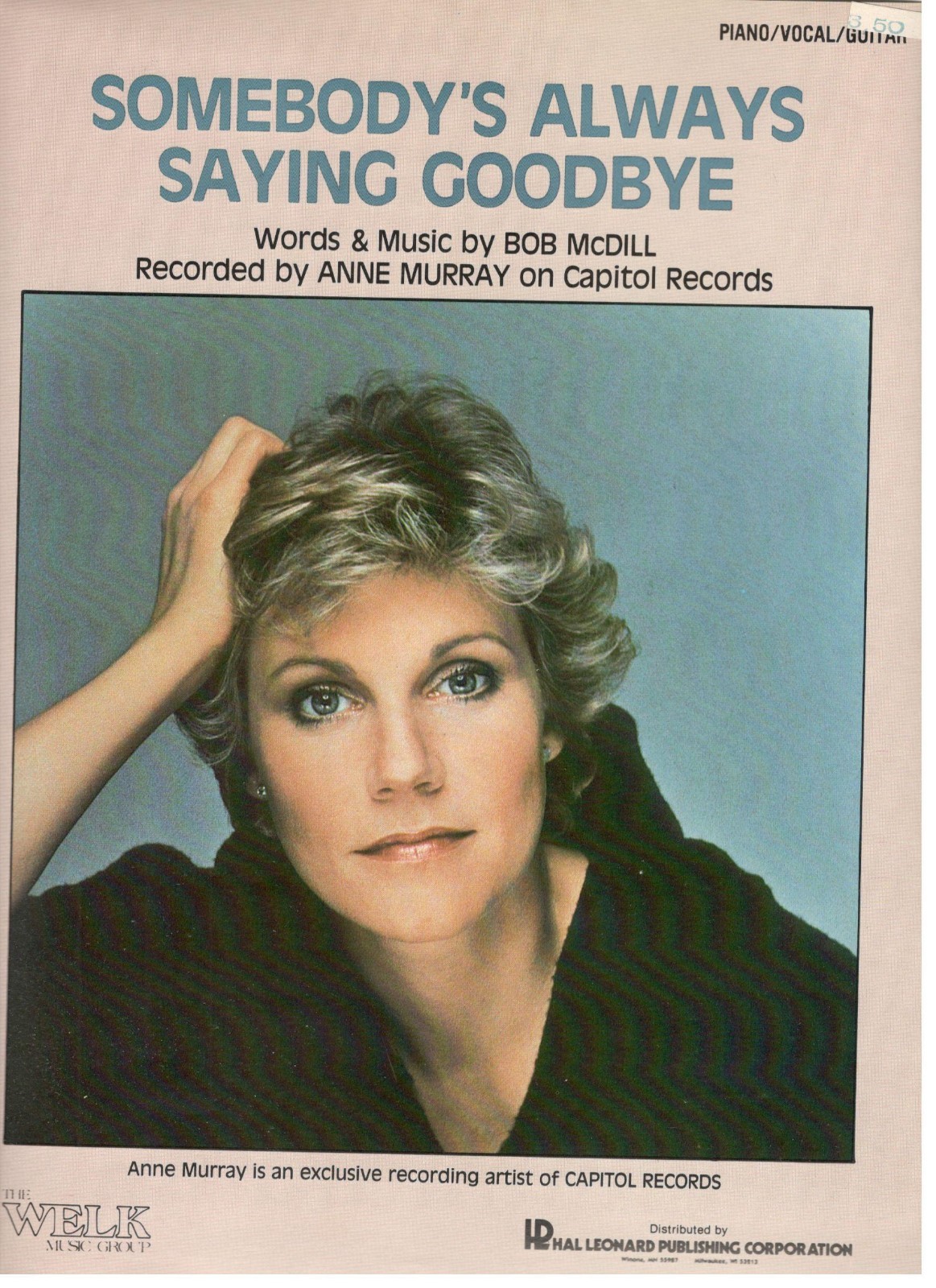 ANNE MURRAY-SOMEBODY'S ALWAYS SAYING GOODBYE--SHEET MUSIC-PIANO/VOCAL ...