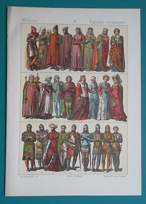 ENGLAND 14th C Costume Queens King Edward III Soldiers Armor - 1883 ...