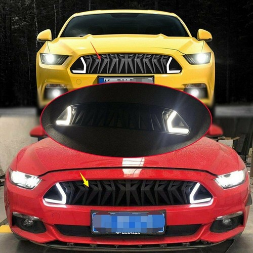 DRL LED Front Upper Armor Grille Grill With Light For Ford Mustang 2015 ...